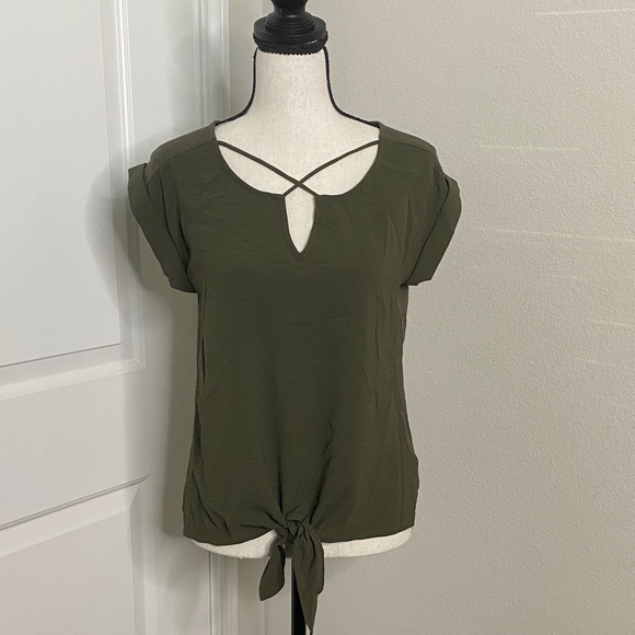 BCX | Tops | Bcx Olive Green Blouse With Tie Front | Poshmark